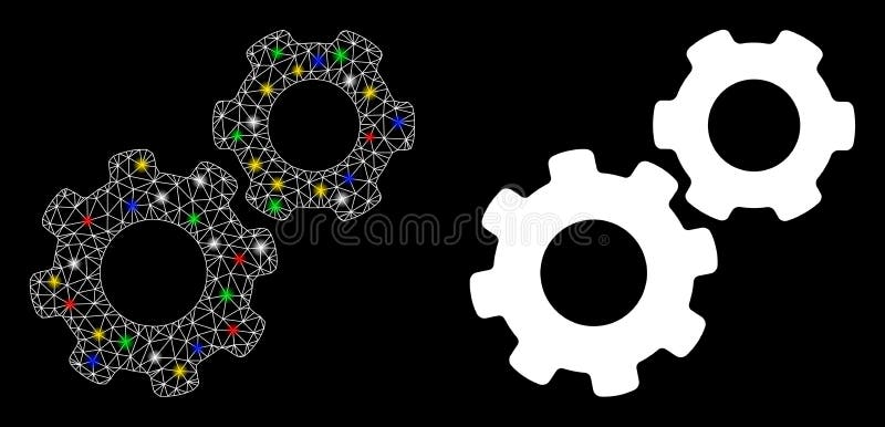Flare Mesh 2D Gears Icon with Flare Spots Stock Vector - Illustration ...