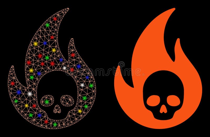 Flare Mesh 2D Hell Fire Icon with Flash Spots Stock Vector ...