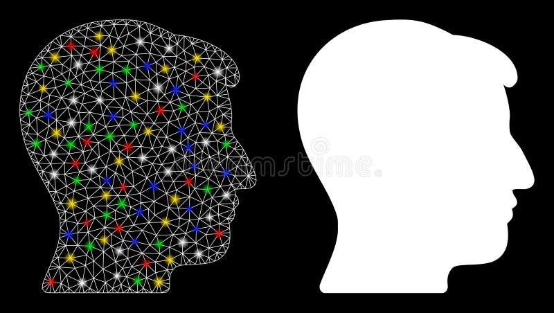 Flare Mesh 2D Man Head Icon with Flare Spots Stock Vector ...