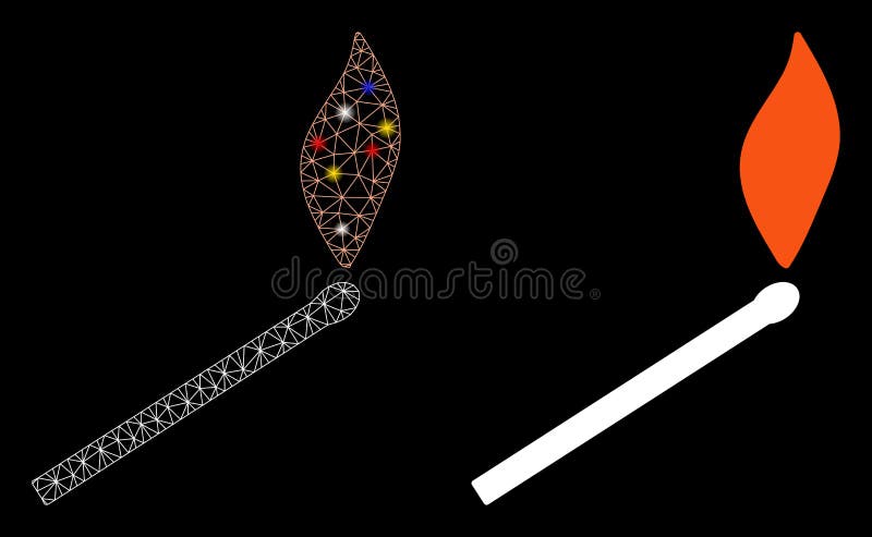 Flare Mesh 2D Match Fire Icon with Flare Spots Stock Vector ...