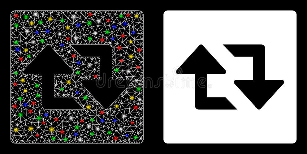 Flare Mesh 2D Refresh Arrows Icon with Flare Spots Stock Vector ...