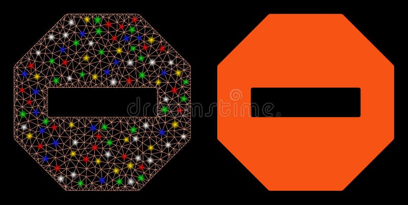 Flare Mesh 2D Stop Sign Icon with Flare Spots Stock Vector ...