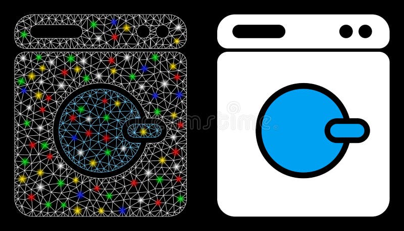Flare Mesh 2D Washing Machine Icon with Flare Spots Stock Illustration ...