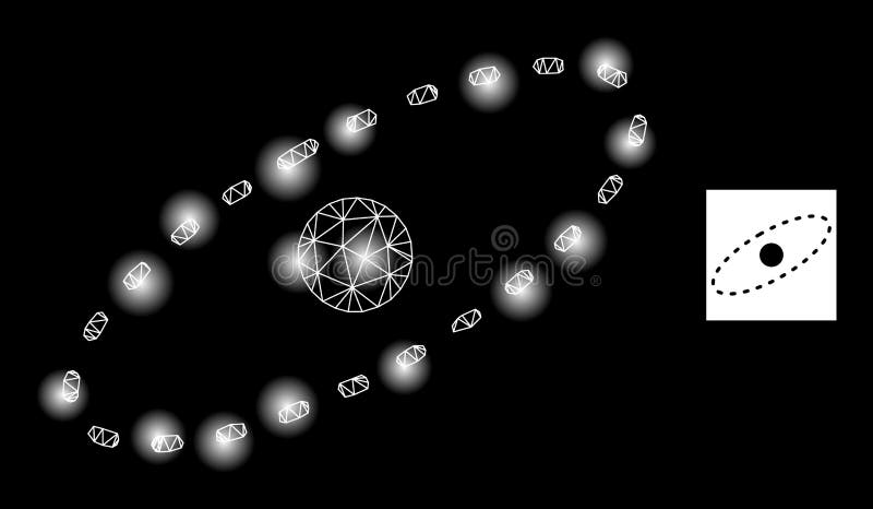 Glossy Network Electron Orbit Icon with Constellation Light Spots Stock ...