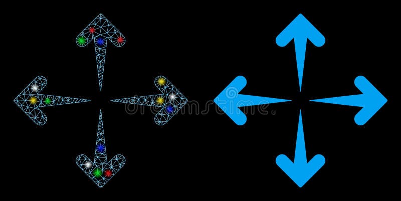 Flare Mesh 2D Expand Arrows Icon with Flare Spots Stock Illustration ...