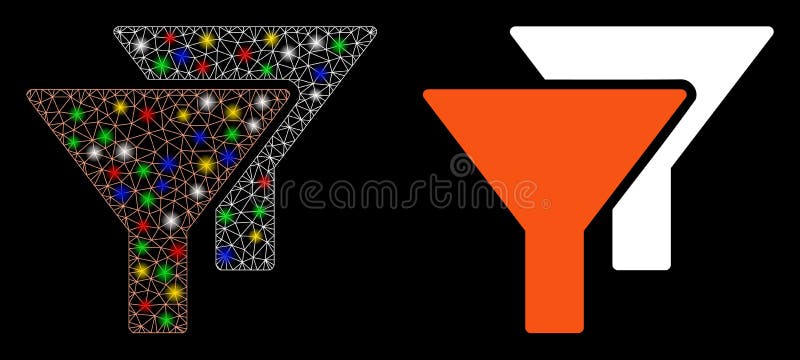 Flare Mesh Wire Frame Filters Icon with Flash Spots Stock Illustration ...