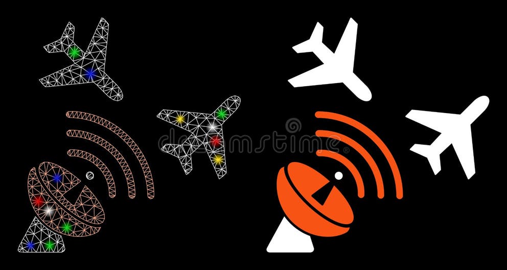 Bright Mesh Network Flight Radar Icon with Flare Spots Stock Vector ...