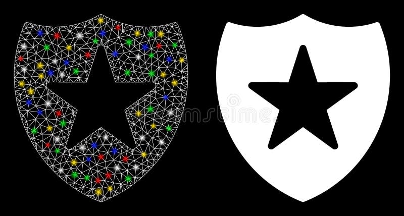 Glowing Mesh Carcass Guard Shield Icon with Flash Spots Stock Vector ...