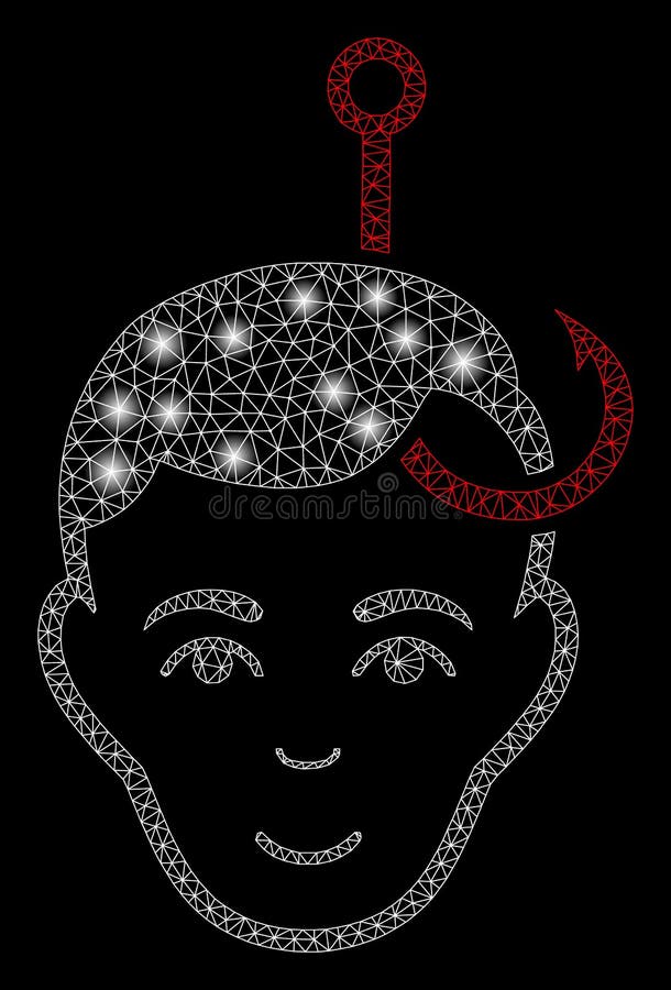 Flare Mesh Wire Frame Hooked Man Head with Flare Spots Stock Vector ...