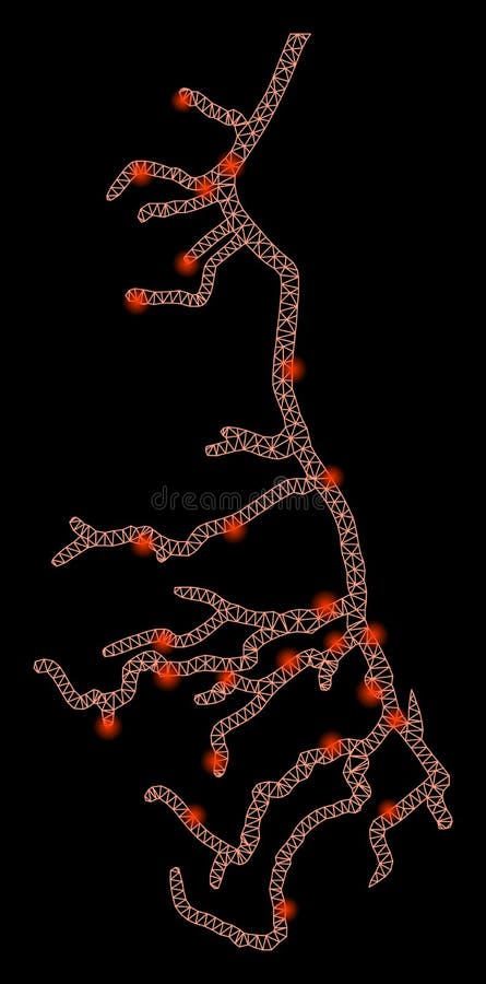 Glowing Mesh Wire Frame Lightning with Light Spots Stock Vector ...