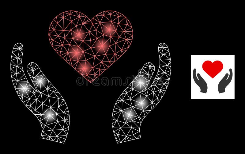 Flare Mesh Love Care Icon with Glare Lightspots Stock Vector ...