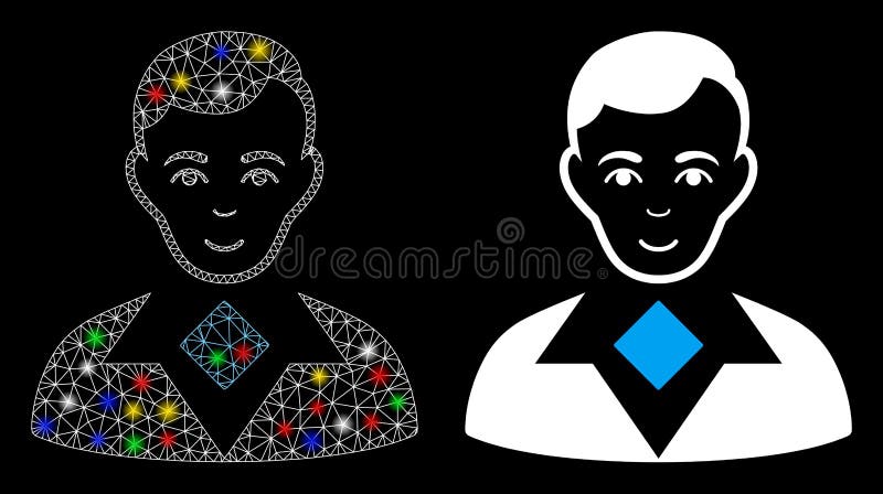 Flare Mesh 2D Man Icon with Flare Spots Stock Vector - Illustration of ...