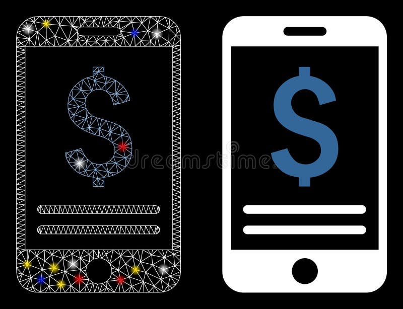 Glossy Mesh Wire Frame Mobile Banking Icon with Flare Spots Stock ...