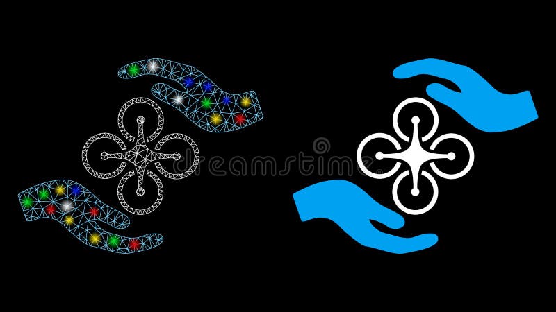 Flare Mesh Network Air Copter Care Hands Icon with Flare Spots Stock ...