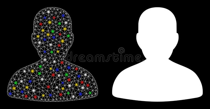 Flare Mesh Network Avatar Icon with Flare Spots Stock Illustration ...