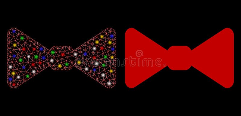 Flare Mesh Network Bow Tie Icon with Flare Spots Stock Vector ...