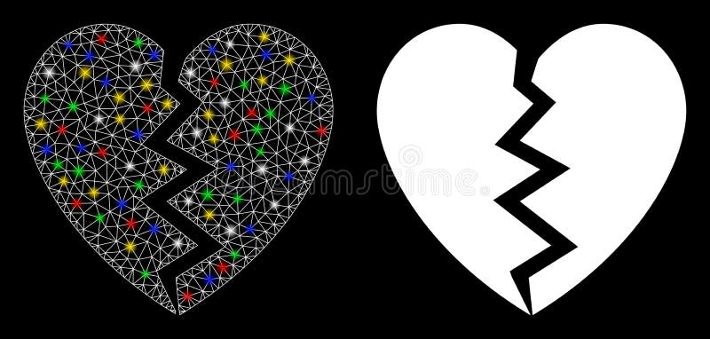 Flare Mesh Network Broken Heart Icon with Flare Spots Stock Vector ... Flare Mesh Network Broken Heart Icon with Flare Spots Stock Vector ...