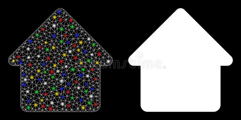 Flare Mesh Network Cabin Icon with Flare Spots Stock Vector ...
