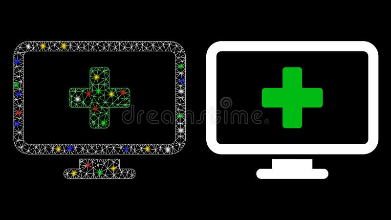 Flare Mesh Network Computer Treatment Icon with Flare Spots Stock ...