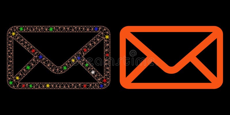 Flare Mesh Network Envelope Icon with Flare Spots Stock Vector ...