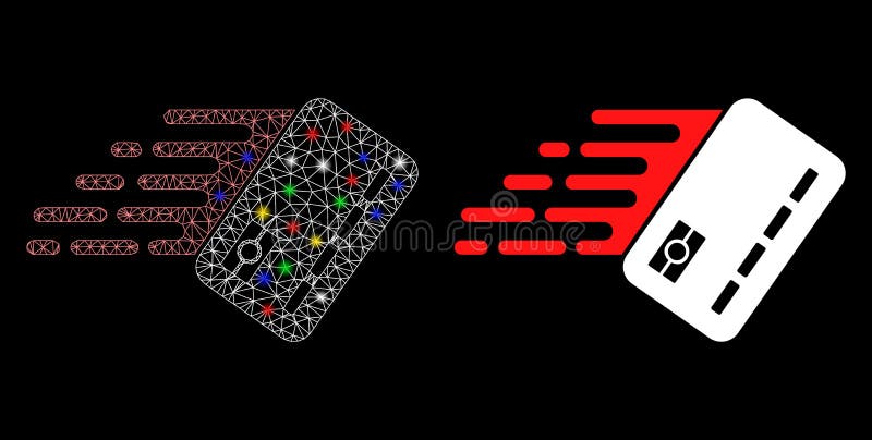 Flare Mesh Network Fast Banking Card Icon with Flare Spots Stock Vector ...