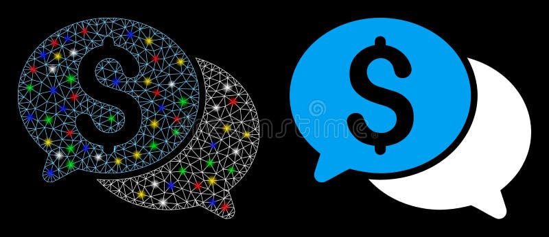 Flare Mesh Network Financial Messages Icon with Flare Spots Stock ...