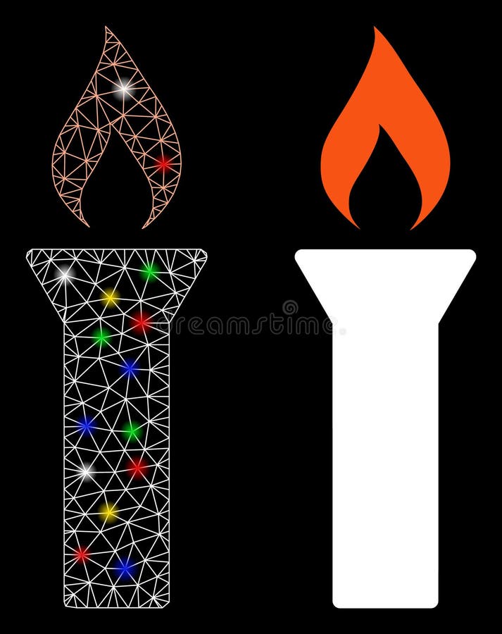Flare Mesh Network Fire Torch Icon with Flash Spots Stock Vector ...
