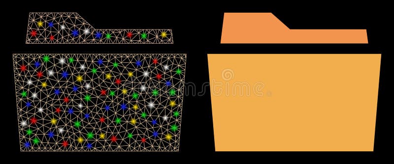 Flare Mesh Network Folder Icon with Flare Spots Stock Vector ...