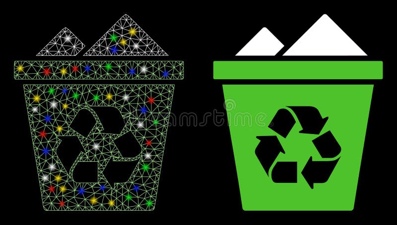 Flare Mesh Network Full Recycle Bin Icon with Flare Spots Stock Vector ... Flare Mesh Network Full Recycle Bin Icon with Flare Spots Stock Vector ...