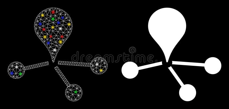 Flare Mesh Network Geo Network Icon with Flare Spots Stock Vector ...