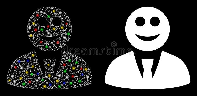 Flare Mesh Network Glad Boss Icon with Flare Spots Stock Vector ...