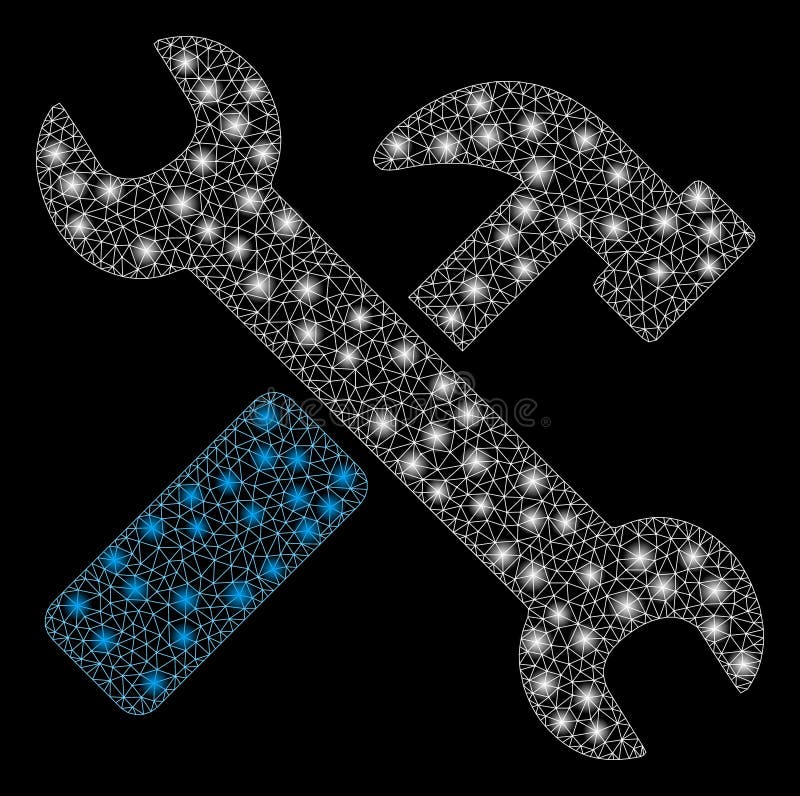 Flare Mesh Network Hammer and Wrench with Flare Spots Stock Vector ...