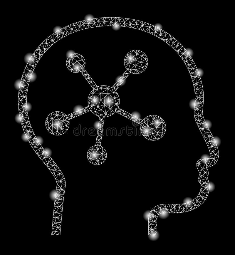 Flare Mesh Network Head Brain with Flare Spots Stock Illustration ...