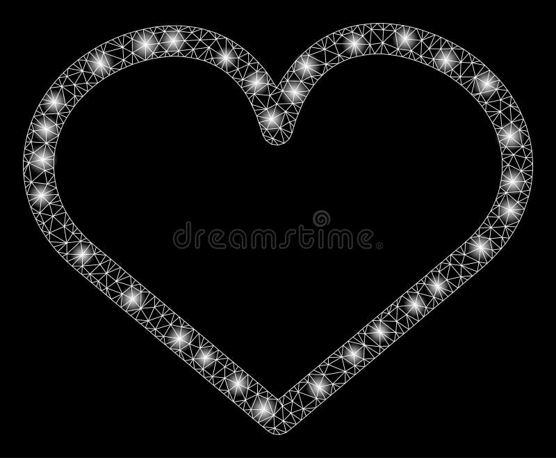 Flare Mesh Network Heart with Flare Spots Stock Vector - Illustration ...