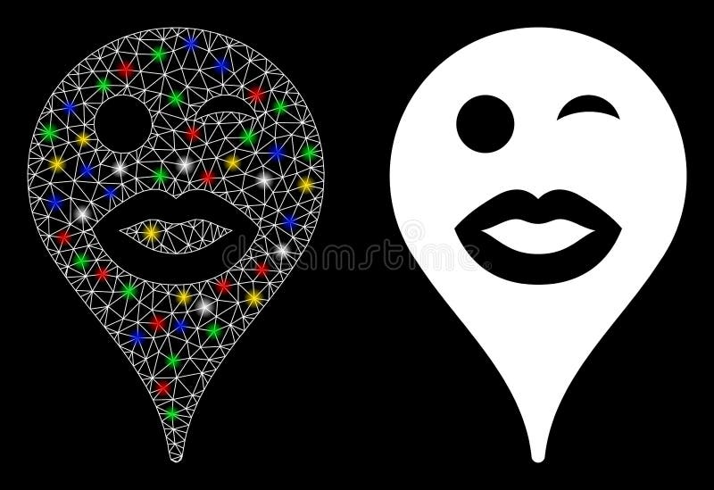 Flare Mesh Network Lady Wink Smiley Map Marker Icon with Flare Spots ... Flare Mesh Network Lady Wink Smiley Map Marker Icon with Flare Spots ...