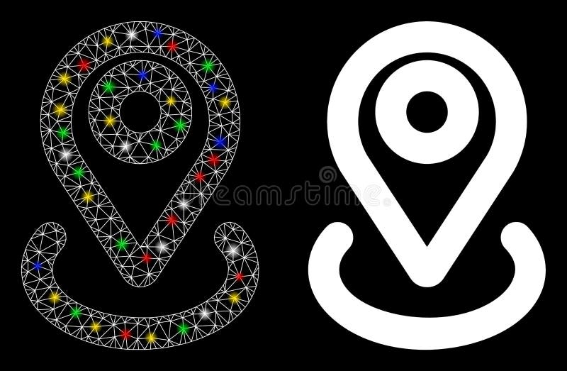 Flare Mesh Network Location Icon with Flare Spots Stock Vector ...