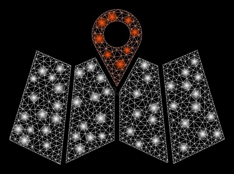 Flare Mesh Network Map Marker with Flare Spots Stock Vector ...