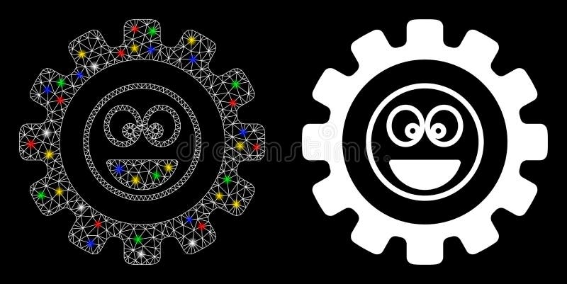 Flare Mesh Network Options Gear Laugth Smiley Icon with Flare Spots ... Flare Mesh Network Options Gear Laugth Smiley Icon with Flare Spots ...