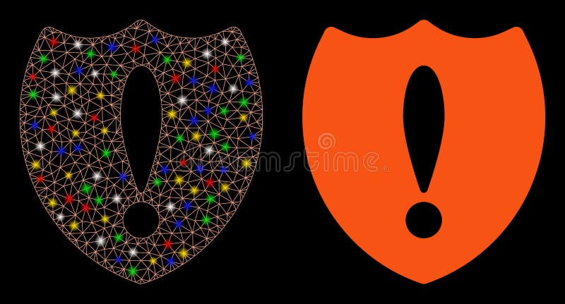 Flare Mesh Network Problem Shield Icon with Flare Spots Stock Vector ...