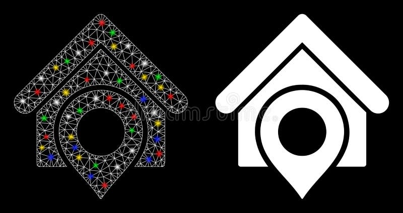Flare Mesh Network Realty Location Icon with Flash Spots Stock Vector ...