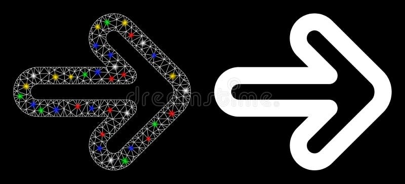 Flare Mesh Network Right Arrow Icon with Flare Spots Stock Vector ...