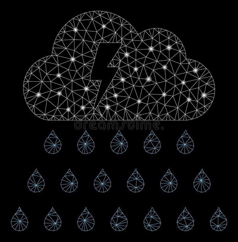 Flare Mesh Network Thunderstorm Rain Cloud with Flare Spots Stock ...