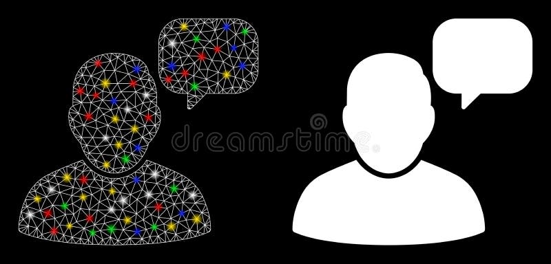 Flare Mesh Network User Message Cloud Icon with Flare Spots Stock ...