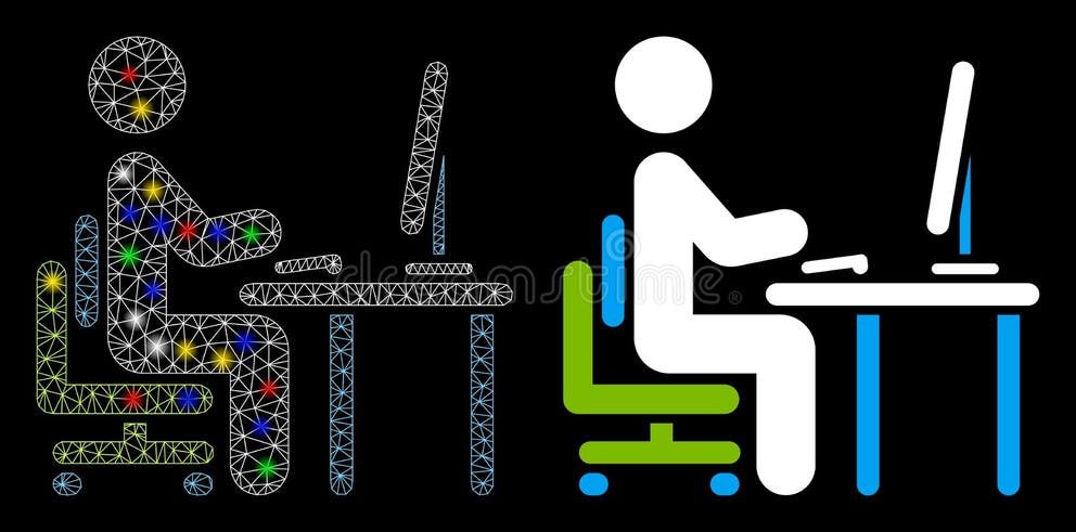 Flare Mesh Wire Frame Office Work Icon with Flare Spots Stock ...