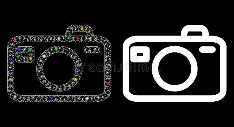 Flare Mesh Network Photo Camera Icon with Flare Spots Stock Vector ...