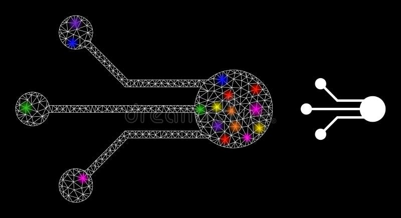 Flare Mesh Sensor Links Icon with Glare Colored Lightspots Stock Vector ...