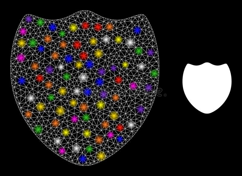Glossy Net Shield Icon with Constellation Color Lightspots Stock Vector ...