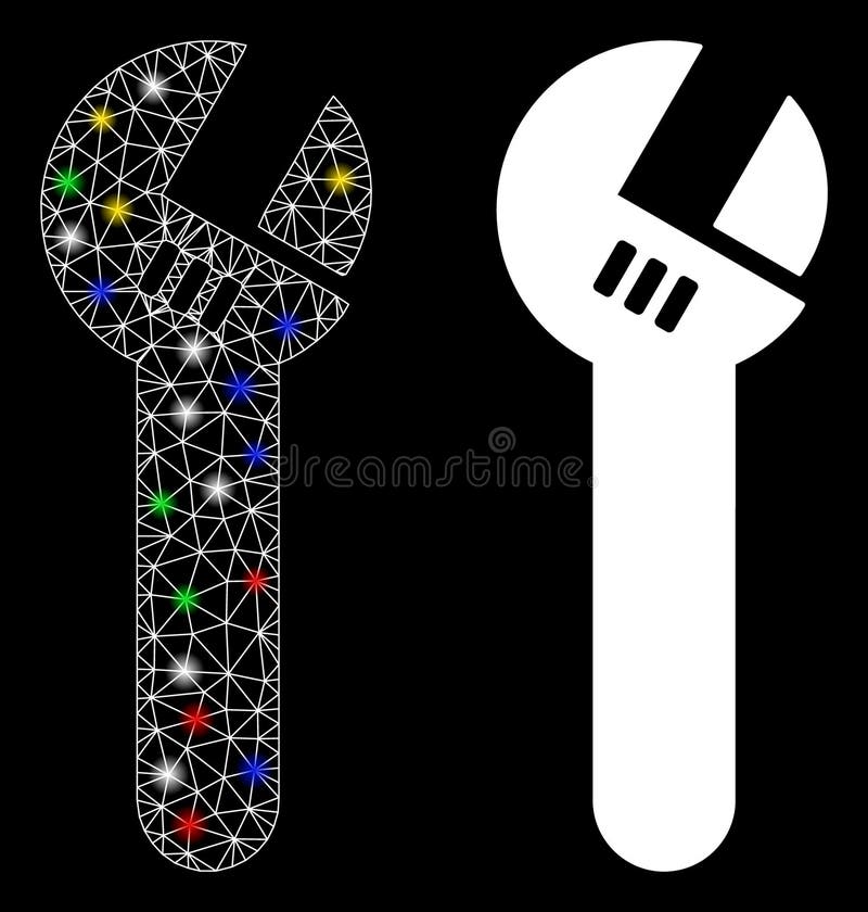 Flare Mesh Carcass Spanner Icon with Flare Spots Stock Vector ... Flare Mesh Carcass Spanner Icon with Flare Spots Stock Vector ...