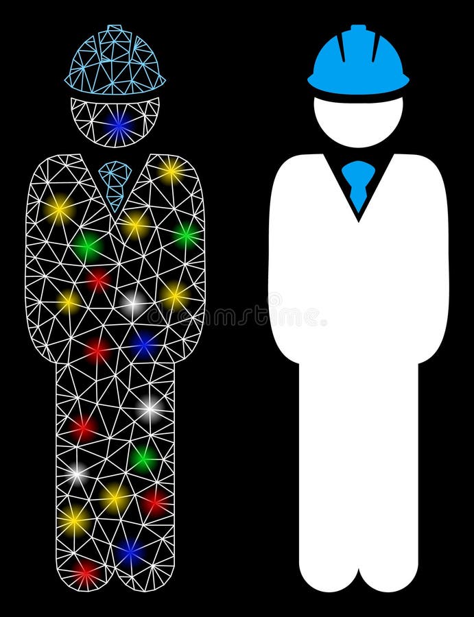 Flare Mesh Network Standing Engineer Icon with Flare Spots Stock Vector ... Flare Mesh Network Standing Engineer Icon with Flare Spots Stock Vector ...