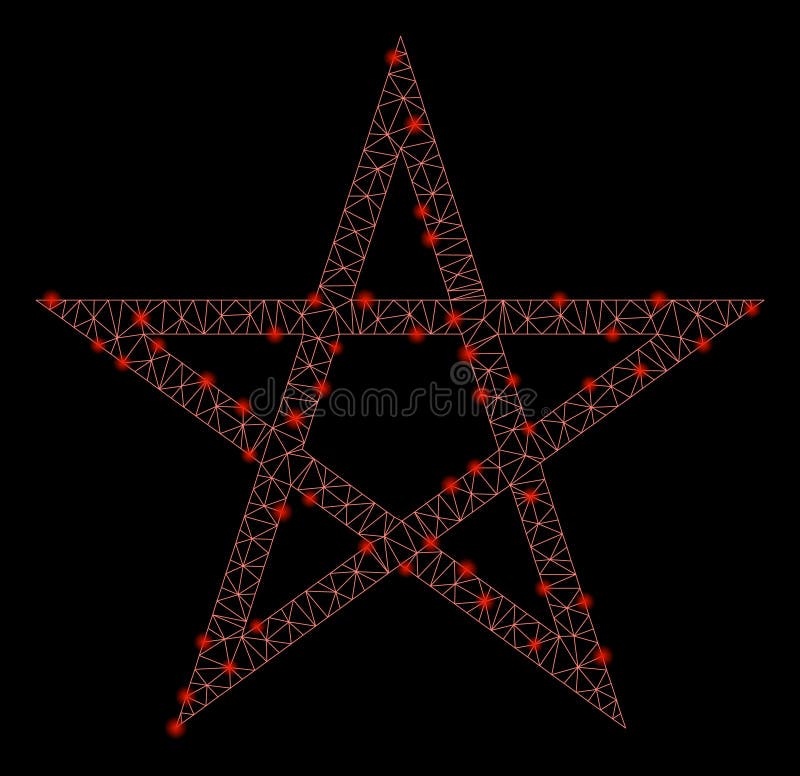 Flare Mesh Wire Frame Star Pentagram with Flare Spots Stock Vector ...